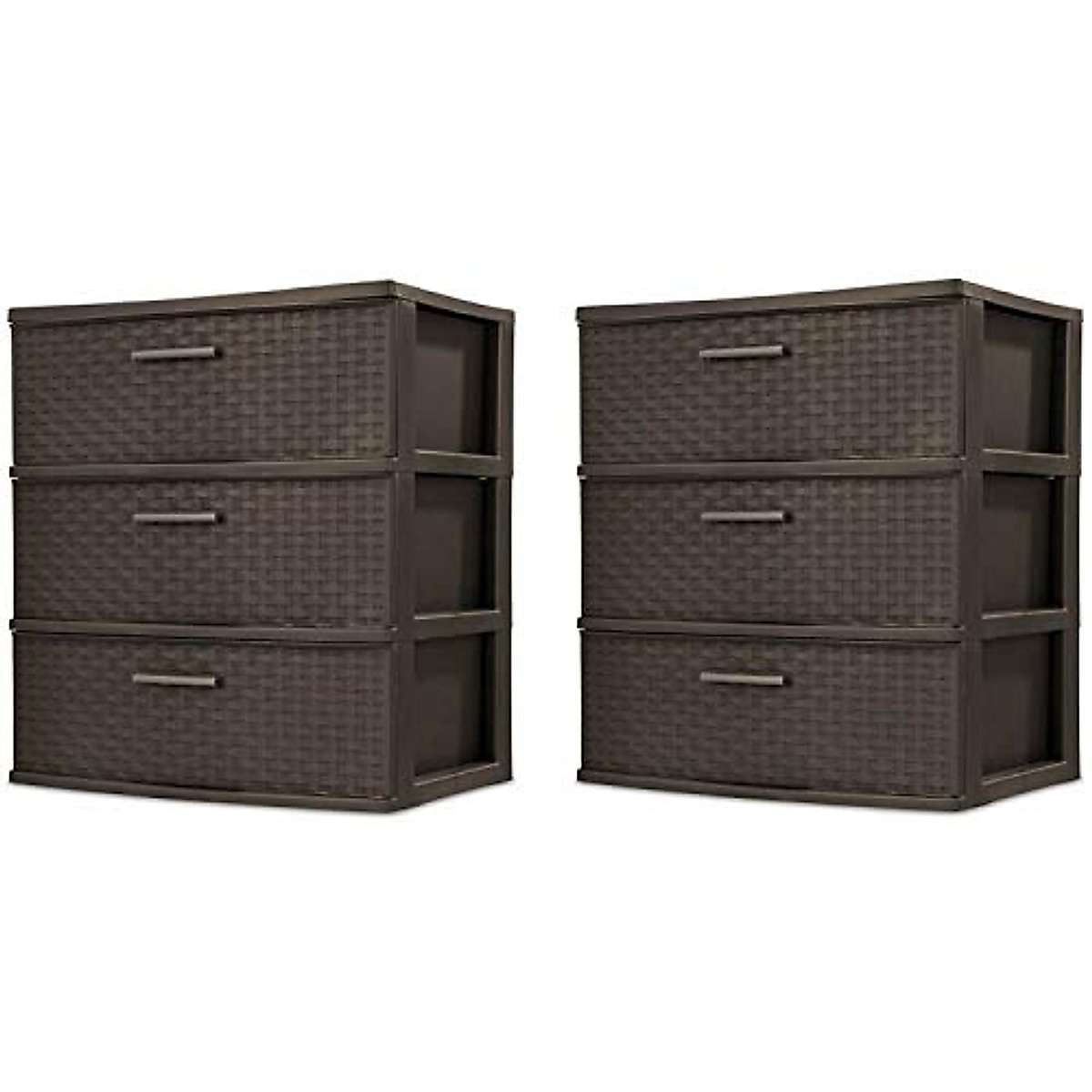 Sterilite 25306P01 3-Drawer Wide Weave Tower, Espresso, 2-Pack