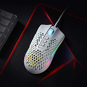 Redragon M808 Storm Lightweight RGB Gaming Mouse, 85g Ultralight Shell - 12,400 DPI Optical Sensor - 7 Programmable Buttons - Precise Registration - Super-Lite Cable - White