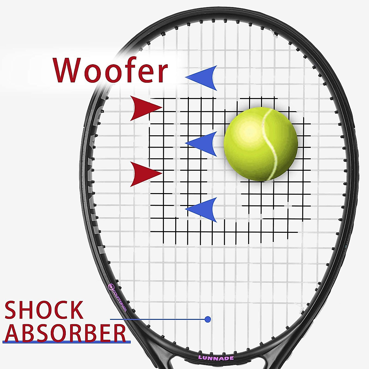 LUNNADE Adults Tennis Racket 27 Inch, Shockproof Carbon Fiber Tennis Racquet Light-Weight, Pre-Strung and Regrip, Suitable for Beginners to Intermediate Players