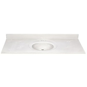 Design House 553354 Single Bowl Cultured Marble Vanity Top, 61 22-Inches, White