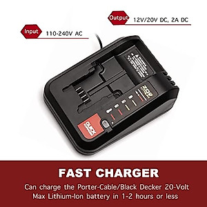 Lilocaja PCC692L Replacement for Porter Cable 20V Battery Charger Compatible with Porter Cable 20V Max Lithium Battery PCC699L PCC680L and Black & Decker 20V Max Lithium Battery LBXR20