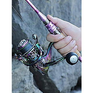 Sougayilang Fishing Rod Reel Combo，Carbon Fiber Protable Spinning Fishing Pole and Colorful Spinning Reel for Travel 4 Pieces Freshwater-6.9FT