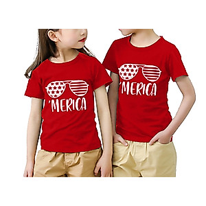 American Flag Shirt Toddler Boys Girls Patriotic Tees Shirt 4th of July T-Shirt Summer Short Sleeve Tee Tops(Dark Grey,120)