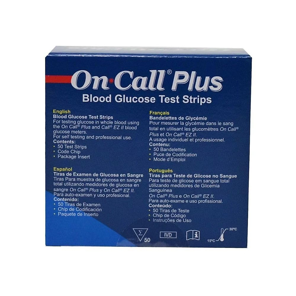 On Call Blood Glucose Test Strips 50 Ct.
