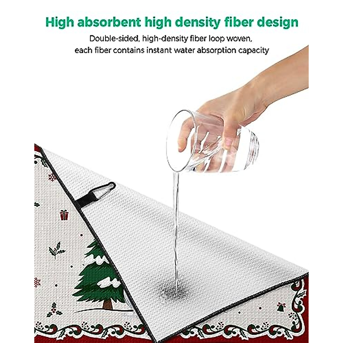 Golf Towel Christmas Snowman Xmas Tree,Waffle Pattern Microfiber Club Cleaner Golf Towels with Carabiner Clip for Women Men Dad,Winter Cedar Retro Linen Golf Towel for Golf Bags Accessories,24x16in