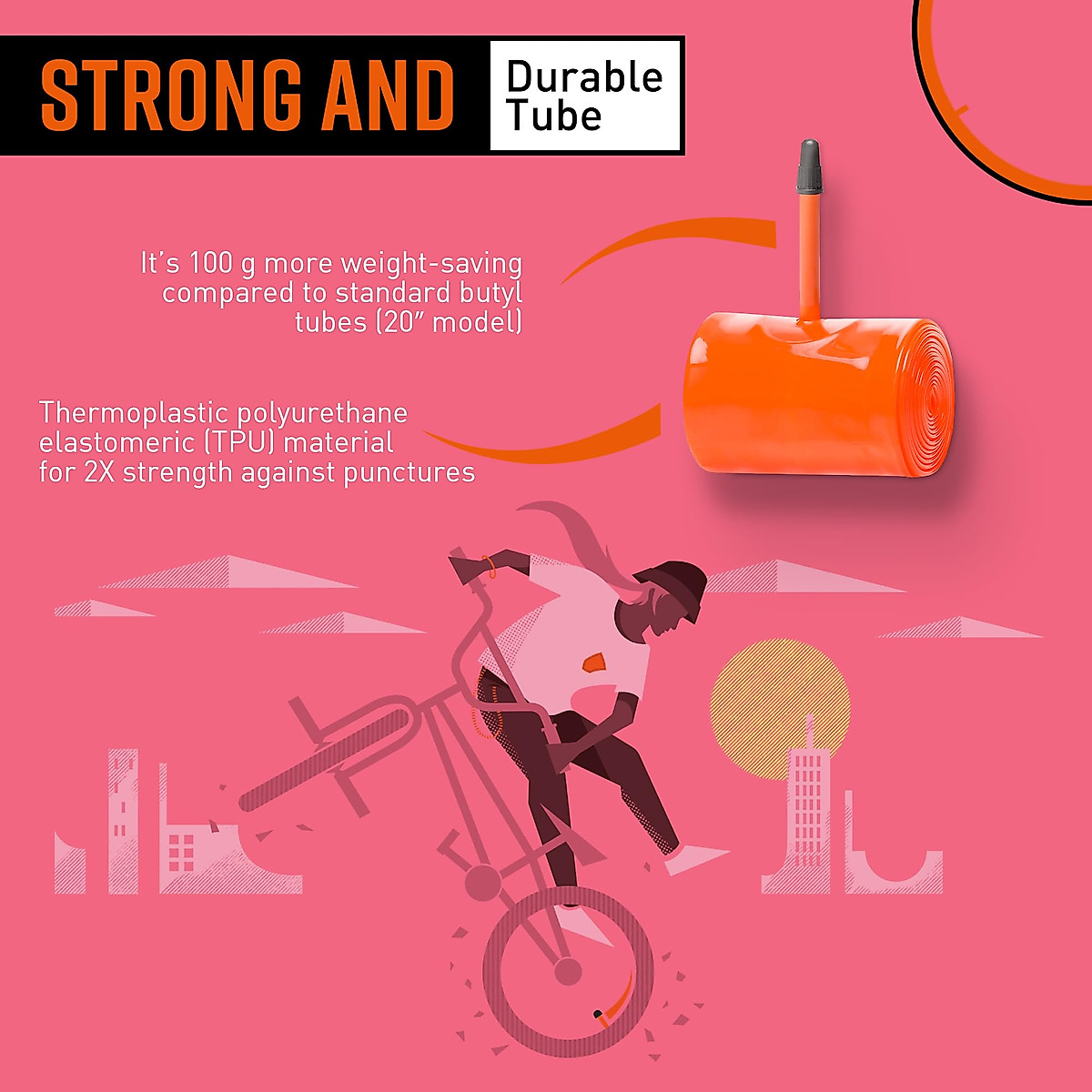 Tubolito Tubo-BMX TPU Inner Tube 20", 22”, and 24” Wheel Sizes | Fits Tire Widths 1.5" - 2.5" and 1 1/8" - 1 3/8" | Schrader & Presta Valve Options | Compatible with Rim & Disc Brakes