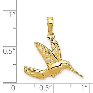 Auriga Fine Jewelry 14k Yellow Gold Hummingbird in Flight Pendant (L- 21 mm, W- 21 mm) Gift for Women