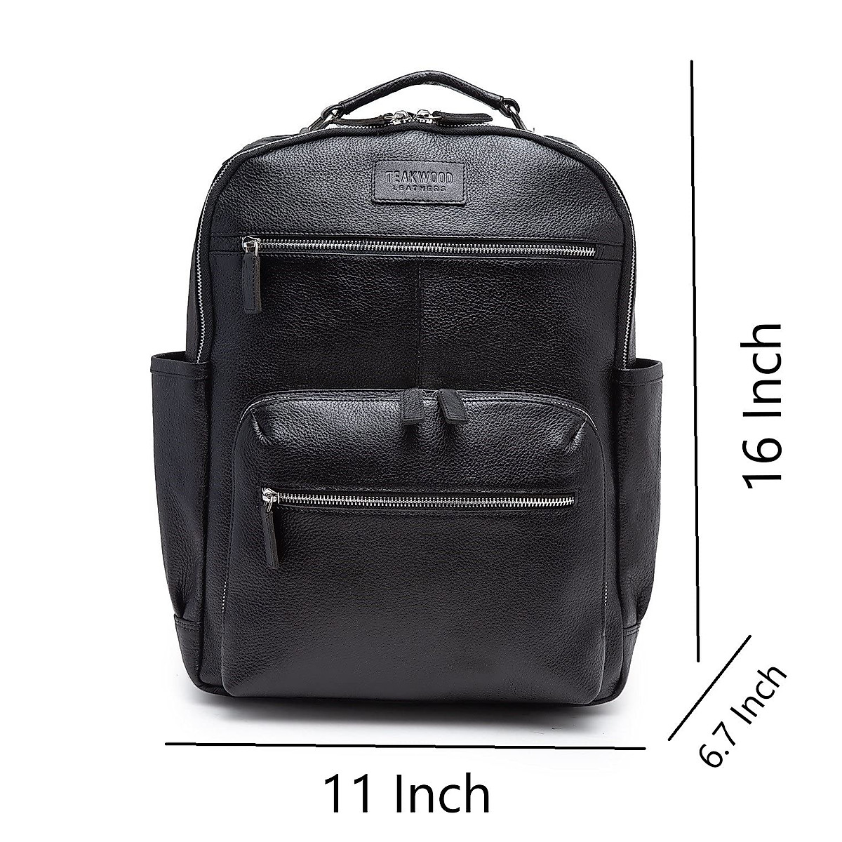 Teakwood Genuine Leather Backpack 15.6 inch Travel Laptop Bag Casual Shoulder Vintage Daypack For Men and Women (Black)