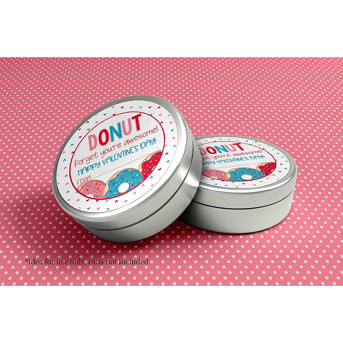 You're Awesome Donut Themed Valentine Party Favor Sticker Labels for Kids, 40 2" Party Circle Stickers by AmandaCreation, Great for Classroom Valentines, Envelope Seals, Gifts, Treats