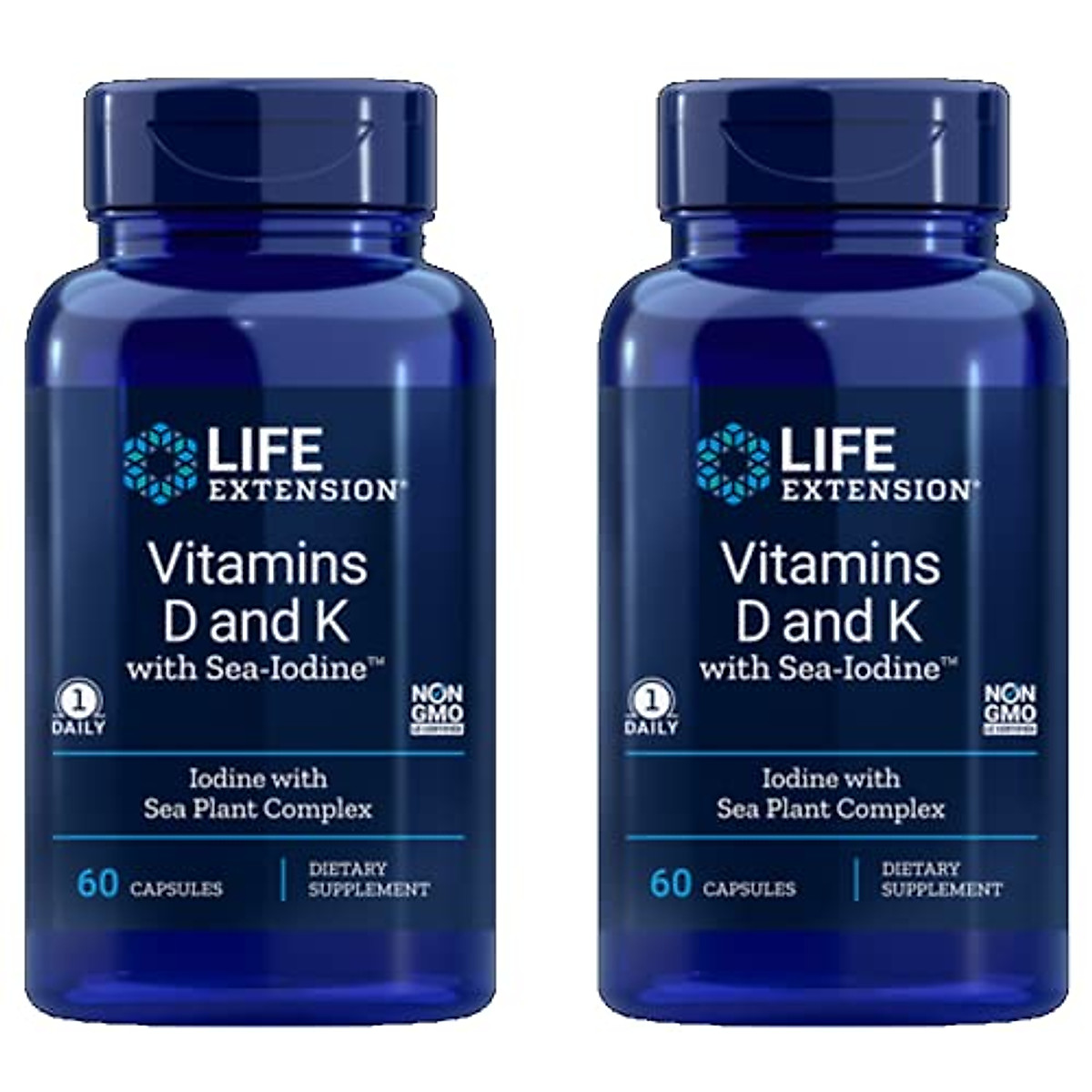 Life Extension Vitamins D and K with Sea-Iodine 60 Capsules (2pack)