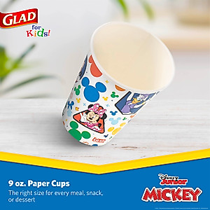 Glad for Kids Disney Mickey and Friends 9oz Snack Cups | Mickey Mouse Kids Cups for Everyday Use, 24 Ct