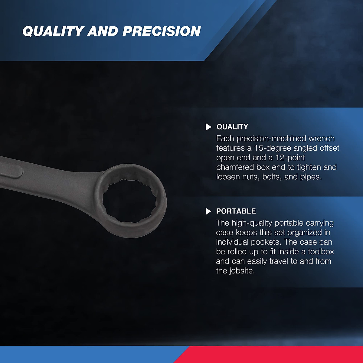 Neiko 03575A Jumbo Combination Wrench Set | 16 Piece | MM | 6 mm to 32 mm | Raised Panel Construction