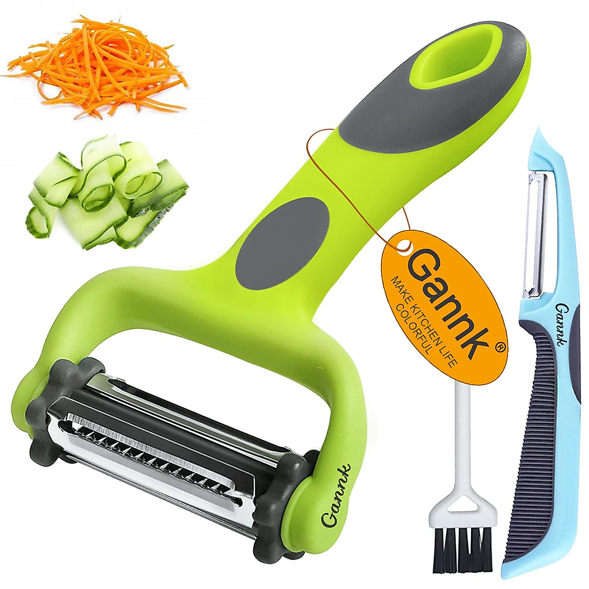 Potato Apple Vegetable Peelers for Kitchen, I and Y Peelers for Fruit Veggie Potatoes Carrot Cucumber, 3 in 1 Blade Spin Design With Julienne Function