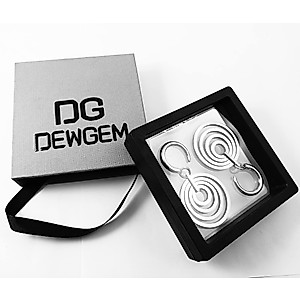 DEWGEM Hoops Dangle Gauges for Women Stainless Steel Ear Gauges Hangers for Ear Tunnels Dangling Ear Plugs 6 Gauges Ear Stretching Kits Size 6G (Silver & Hoops)