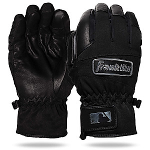 Franklin Sports MLB Batting Gloves - Coldmax Cold Weather Winter Gloves - All Weather Gloves for Players, Coaches + Umpires - Black - Adult Medium