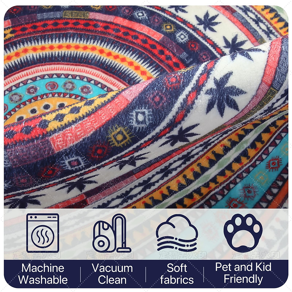 Round Washable Rug,4ft Washable Round Rug Round Entryway Rug Non-Slip Soft Washable Rug Round Circle Pile Rug for Dining Room Table(4'x4',Multicolor)