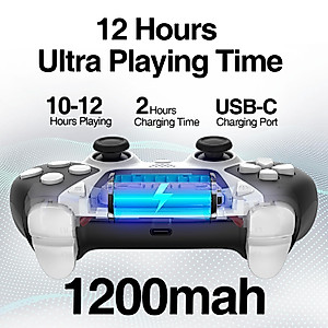 AUGEX Wireless Controller for PS4, PS5, PC & Phone, Gamepad with Turbo, Remappable Buttons, Ergonomic Design, Black