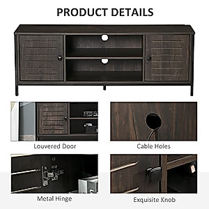 HOMCOM TV Stand for TVs up to 60", Industrial Entertainment Center Cabinet with Storage Shelves for Living Room or Bedroom, Dark Walnut