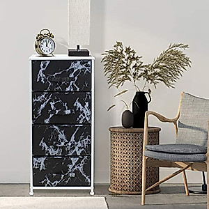 Sorbus Nightstand with 4 Drawers - Bedside Furniture & Night Stand End Table Dresser with Steel Frame, Wood Top, Easy Pull Fabric Bins for Home, Bedroom Accessories, Office & Dorm