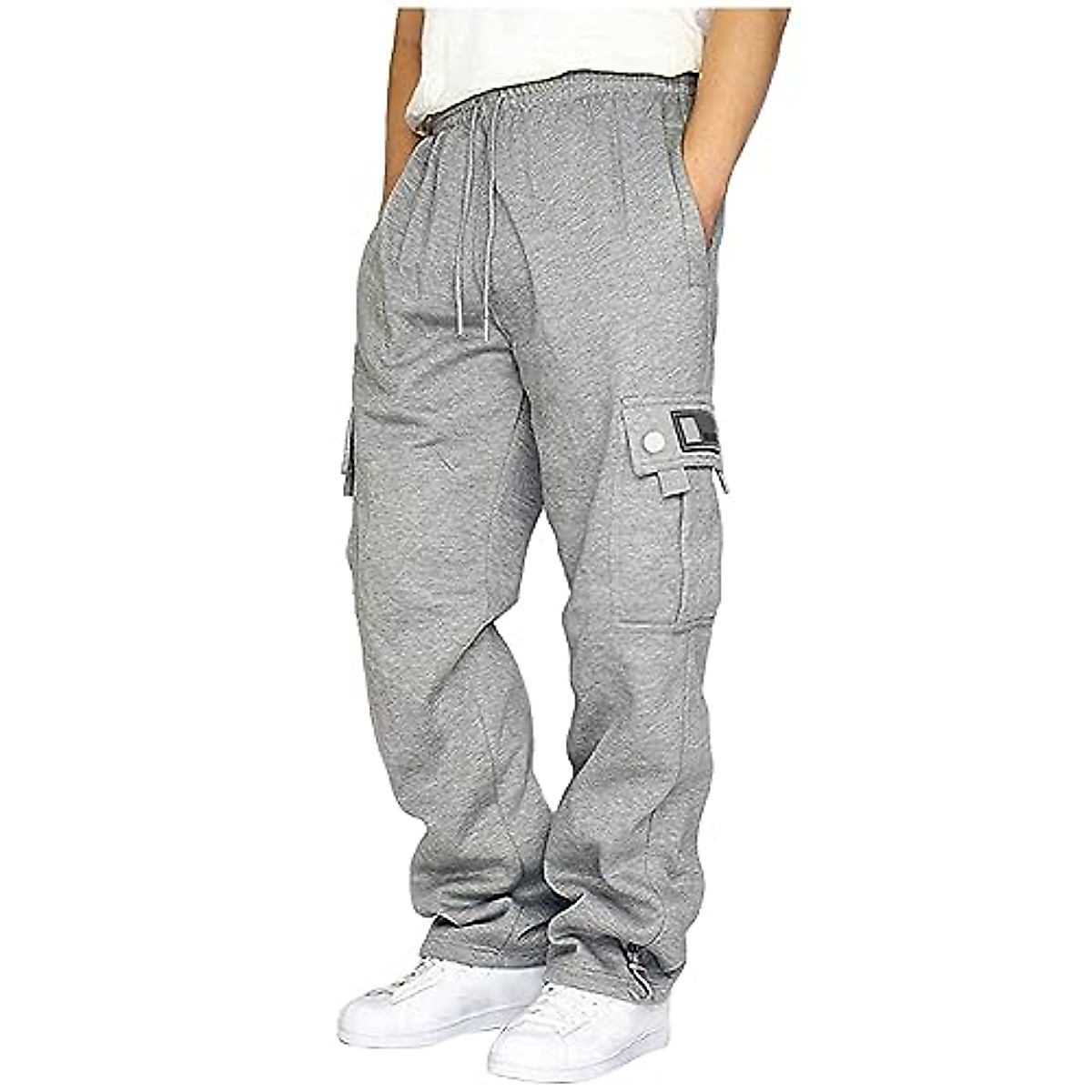 Summer Work Pants for Men Mens Lightweight Joggers Drawstring Pants Womens Sweatpants Mens Cargos Navy Blue Sweatpants Sport Pants Men Men Joggers(02-Grey,Large)