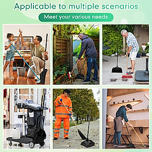 Weewooday 8 Pieces Commercial Lobby Dustpan Plastic Upright Dust Pan with Long Handle Metal Upright Dustpan Heavy Duty for Restaurants Commercial Lobby Garage Home and Outdoors Use