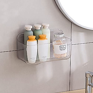 Ettori Shower Caddy Shower Organizer Wall Mounted Adhesive Shower Storage for Kitchen and Bathroom- Transparent Plastic
