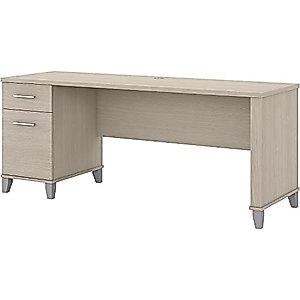 Bush Furniture Somerset 72W Office Desk with Drawers in Sand Oak