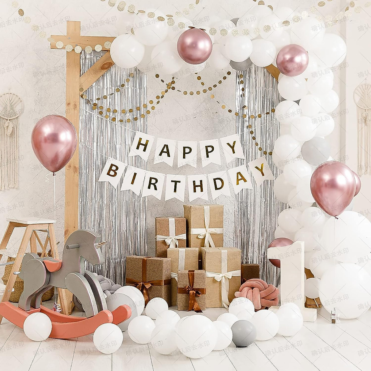 3pcs Silver Metallic Streamers Birthday Banner Party Decorations Set,Foil Fringe Backdrop Curtains for Photo Booth,for Halloween Christmas Party Supplies Tinsel Streamers Background