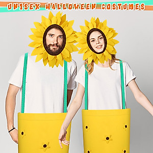 ramede Halloween Flower Pot Costume Cosplay Women's Sunflower Costume with Headpiece for Garden Theme Party (Adult Size)