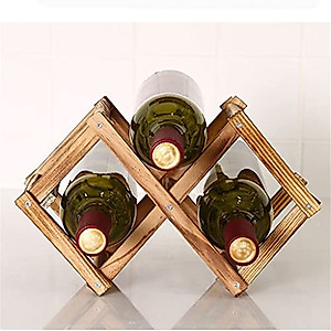 DOUBA Wooden Wine Rack 3 Bottle Rack Bar Display Folding Wooden Wine Rack Wine Bottle Rack (Color : D, Size