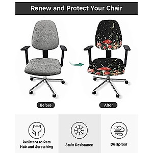 Big buy store Office Chair Cover Mushroom Flowers Butterfly Desk Chair Cover Stretch Elastic Universal Computer Chair Covers Green Leaves Stars Moon Stretch Rotating Chair Slipcovers Protectors