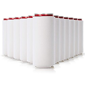 Blank Slim Can Cooler Sleeves, Foldable Slim Can Insulator Made of Neoprene, Slim Beverage Cooler for Beer & Soda, Skinny Sublimation Can Cooler 12oz , Set of 12, White - Your Dream Party Shop