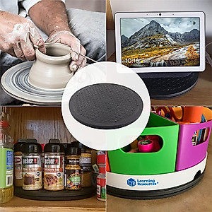 2PCS 12 inch Heavy Duty Plastic Lazy Susan Turntable Stand, Black Lazy Susan Hardware, Large Lazy Susan Rotating Swivel with Steel Ball Bearings Stand for Monitor, TV, Potted Plants