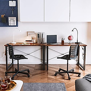 ODK Computer Desk, 40 Inch Small Study Desk, Office Desk with Storage, Work Table with Headphone Hook for Small Space Home Office, Rustic Brown