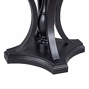 MengK Retro 5-Piece Dining Set Extendable Round Table and 4 Chairs for Kitchen Dining Room (Black Oak)