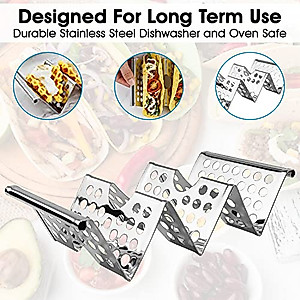 ORIGENUIN Set of 4 Premium Stainless Steel Taco Holder Racks | Taco Holder Plate Shell Stands, Stylish Taco Tray Easy Filling & Serving | Grill-Oven, Dishwasher Safe