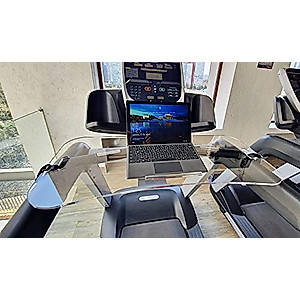Marabuut Clear Acrylic Treadmill Laptop Computer Desk Attachment Tray Secure Stand Up Desk Workstation - Holder for Tablet, Book, Laptop, or Phone - Bumper to Avoid Slippage