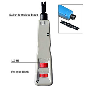 Hiija Punch Down Tool Kit with 110 & BK Blade, 5PCS Cat6 RJ45 Keystone Jack, Network Wire Stripper Tool Kits Professional