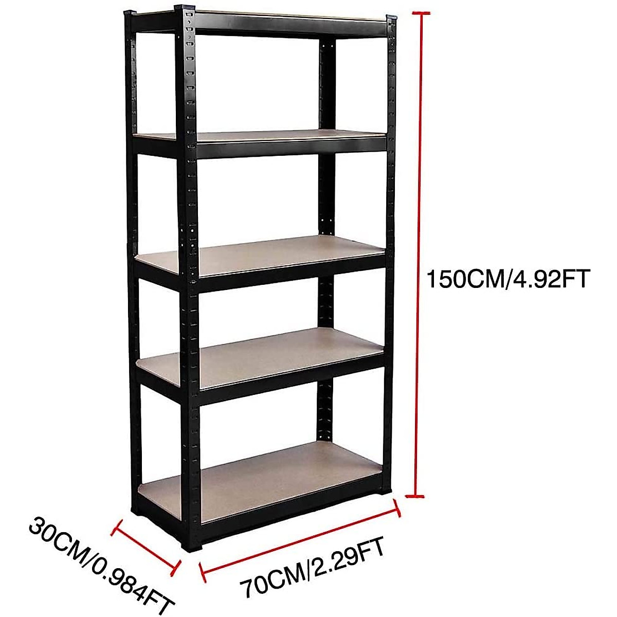 Garage Storage Shelves, 5-Tier Adjustable Metal Shelves for Storage, Shelving Unit Utility Rack Shelves for Warehouse Pantry Closet Kitchen, Organization Multipurpose Shelf 28"L x 12" D x 59" H, Black