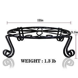 Black Plant Stand for Flower Pot Heavy Duty Potted Holder Indoor Outdoor Metal Rustproof Iron Garden Container Round Supports Rack for Planter Bronze, Pumpkin Stand Outdoor