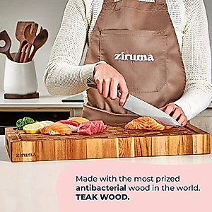 Extra Large End Grain Cutting Board [2" Thick] Made of Teak Wood and Conditioned with Beeswax, Linseed & Lemon Oil. 24" x 18" - Pixel Pattern - by Ziruma