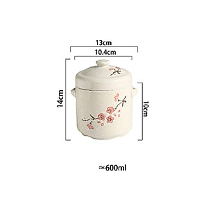 TONGTONG Japanese Style Ceramic Soup Bowl with Double Lid Steam Stewed Pot Home Kitchen Soup Pot for Egg Medicinal Birds Nestt # 21