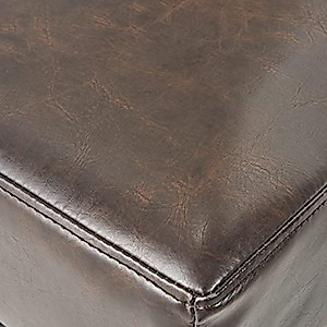 Christopher Knight Home Portman Leather Backless Barstools, 2-Pcs Set, Brown