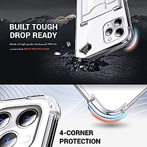 Shields Up Designed for iPhone 11 Pro Case, Minimalist Wallet Case with Card Holder [3 Cards] & Ring Kickstand/Stand, [Drop Protection] Slim Protective Cover for Apple iPhone 11 Pro (5.8 inch) - Clear