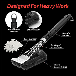 GRILLART Grill Brush and Scraper,18 Inch BBQ Grill Cleaning Brush Kit, Safe Wire Scrubber, Universal Fit BBQ Cleaner Accessories for All Grates