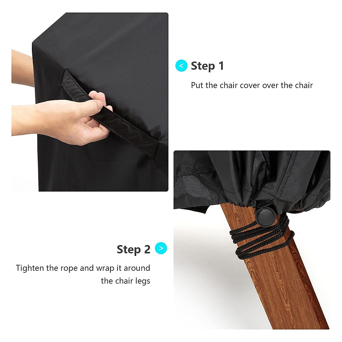 HENAYUK Outdoor Chair Covers-2 Pack Waterproof Garden Patio Chair Covers Dust Proof, Rainproof and Snow Proof High Back Patio Stacking Chair Covers 47×25×25×27.5 in Outdoor Furniture Cover