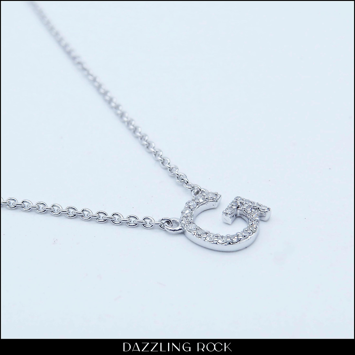 Dazzlingrock Collection 0.12 Cttw Round White Diamond Uppercase Initial 'G' Pendant Necklace with 18 inch Silver Chain for Women in 14K Solid White Gold
