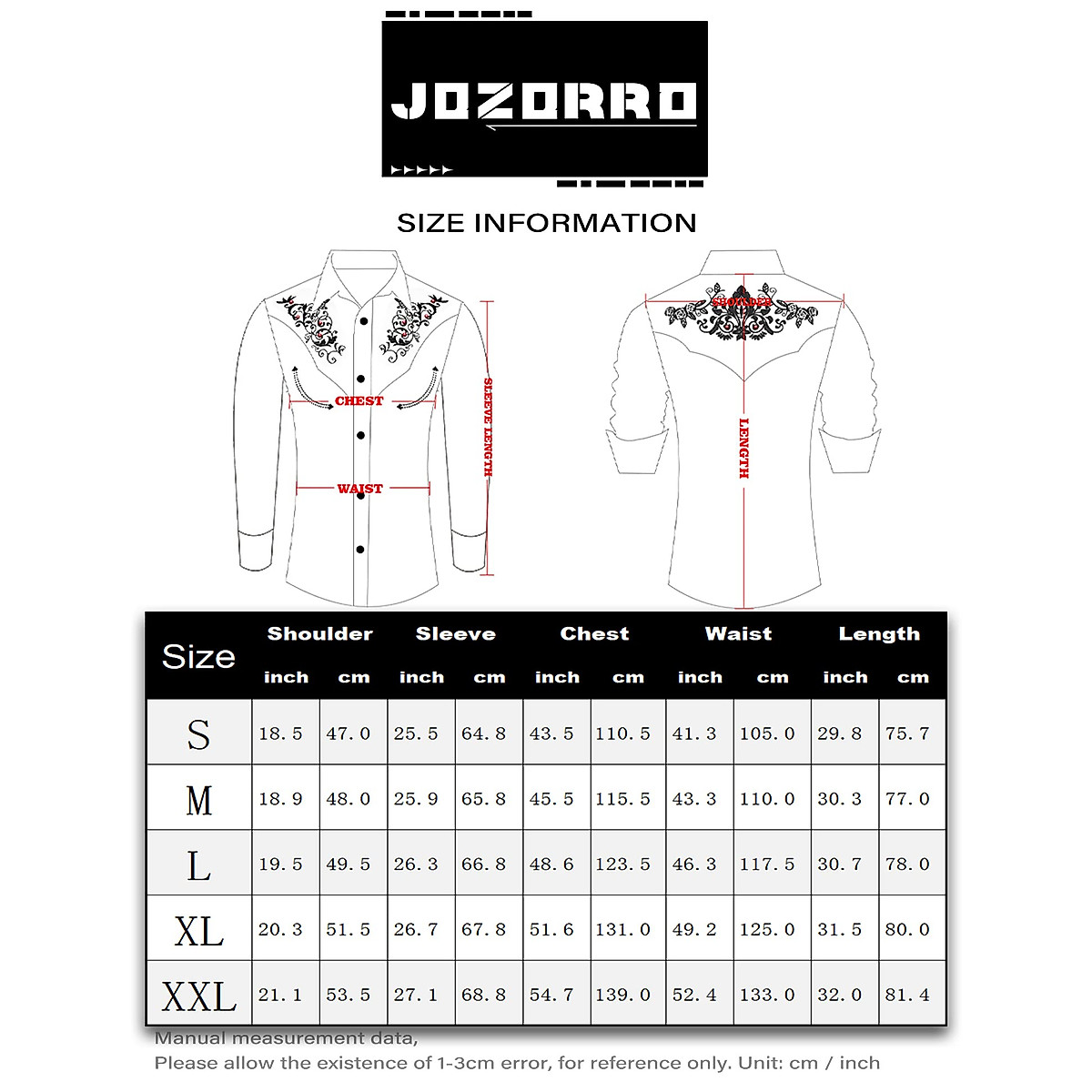 JoZorro Men Western Shirts Rhinestone Cowboy Shirt Camisas Vaqueras Para Hombres Elegantes Para Fiesta 50s Rockabilly Shirt