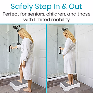 Vive Bath Shower Step Stool (4.5") - Slip Resistant, Stackable, Indoor/Outdoor - Safety Stepping Stool Bathroom Aid for Handicap, Elderly, Seniors, Bathtub, High Beds, Kitchens - Nonslip