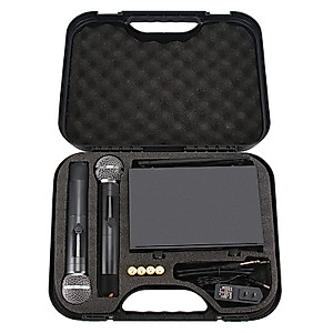 GUDEHOLO Wireless Microphone System with case, Metal UHF Dual Handheld 20 Channels Professional Cordless Mic System for Church, DJ, Karaoke,Wedding, Home KTV Set
